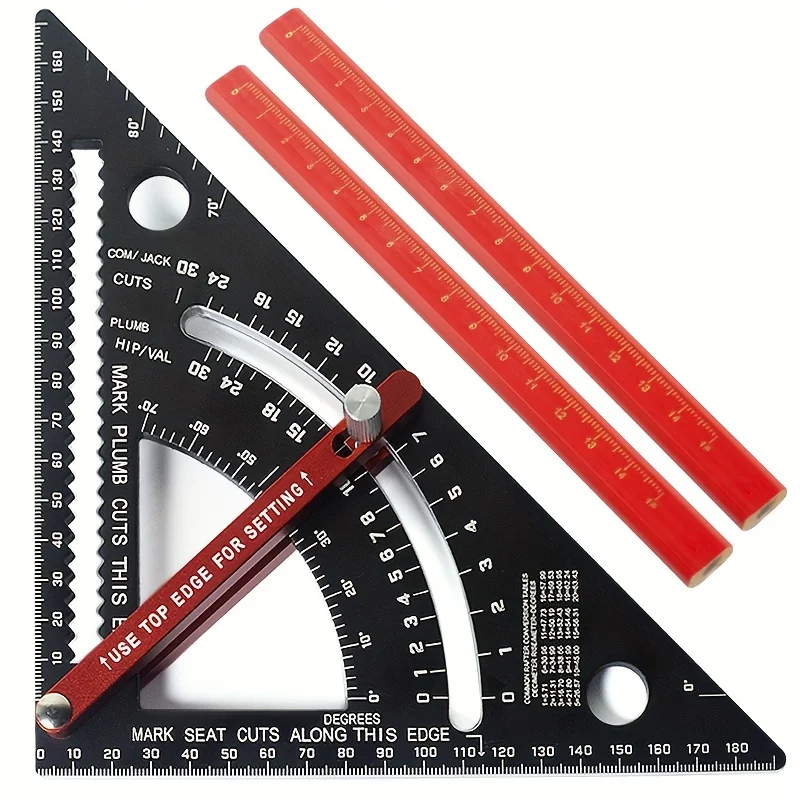 Aluminium alloy triangle ruler, 45 degree protractor, multifunctional ...