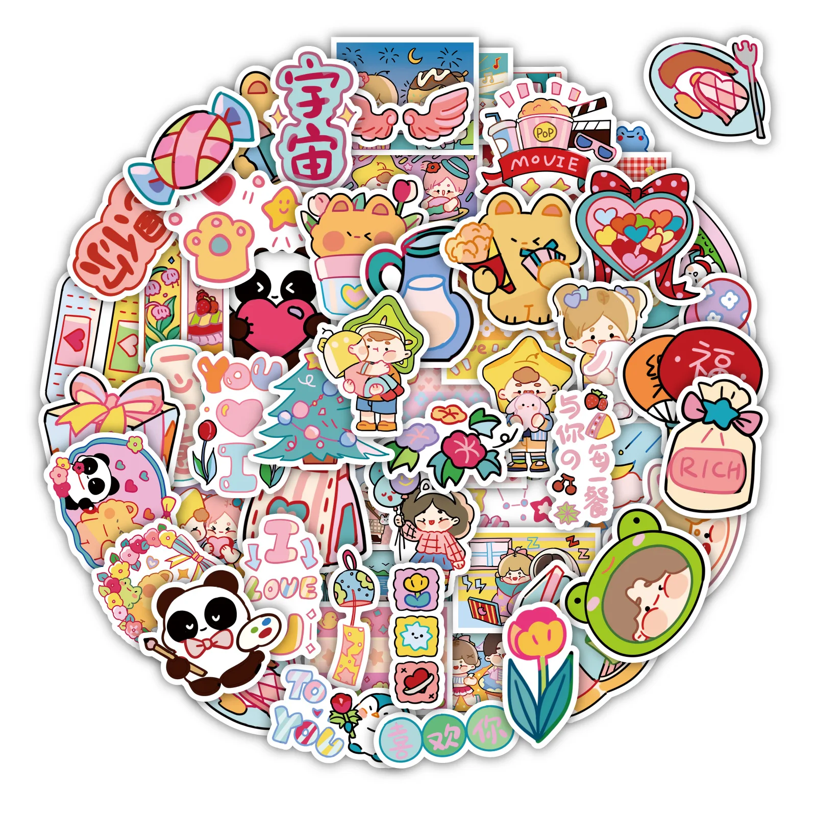 60-Original-Love-Loop-Girl-Heart-Cartoon-Graffiti-Stickers-Water-Cup ...