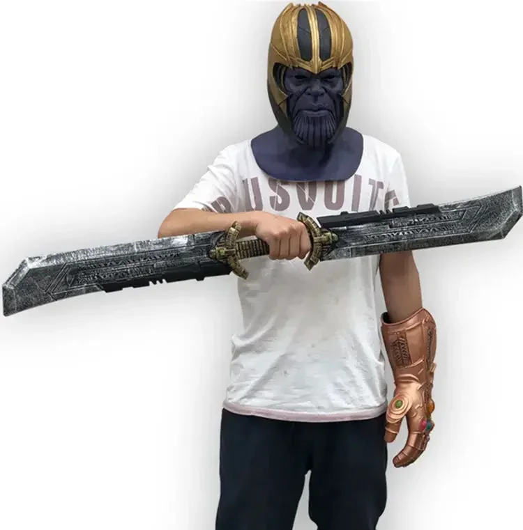 Cosplay-Superhero-Thanos-Double-edged-Sword-Weapon-Mask-Headgear-Helmet ...