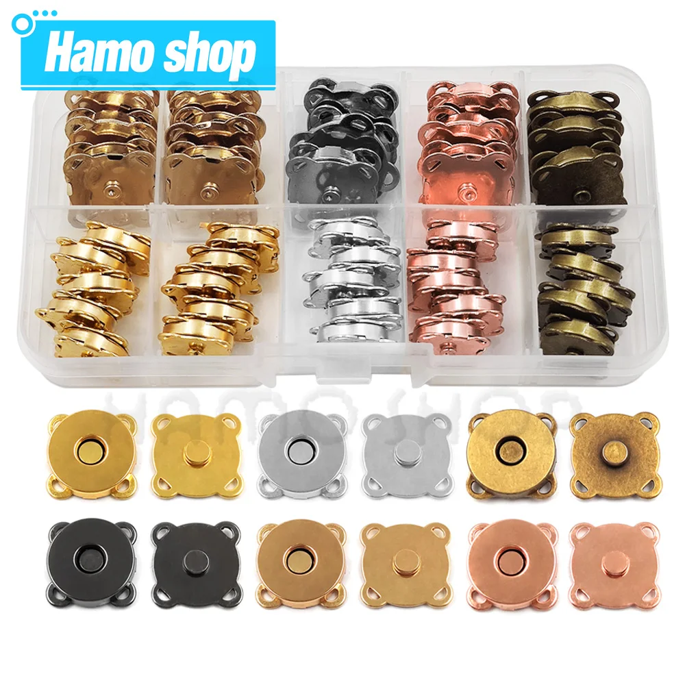 20sets 10mm-18mm Sew-on Metal Magnet Buckle Snap Fasteners Buttons Kits ...