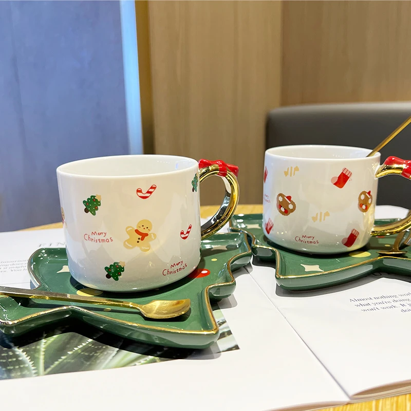 Christmas-Ceramic-Cup-Coffee-Mugs-with-Plate-Suit-Household-Exquisite ...