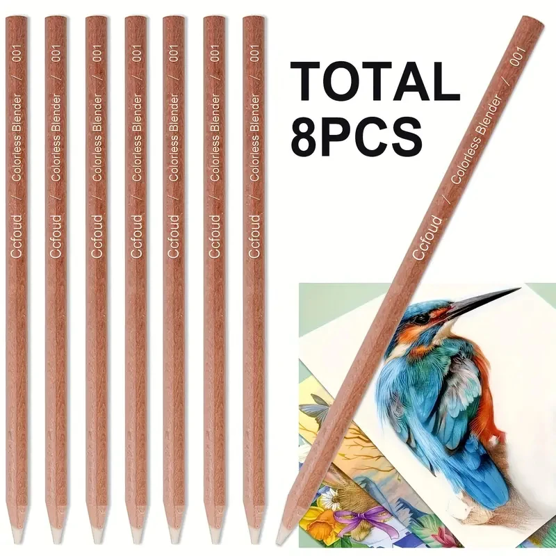 8-Piece-Colorless-Blending-Pencil-Set-Non-Toxic-Pre-Sharpened-Wood ...