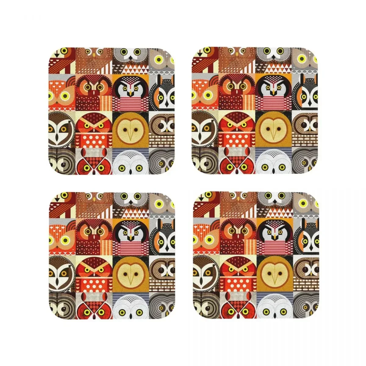 North-American-Owls-Coasters-Kitchen-Placemats-Non-slip-Insulation-Cup ...