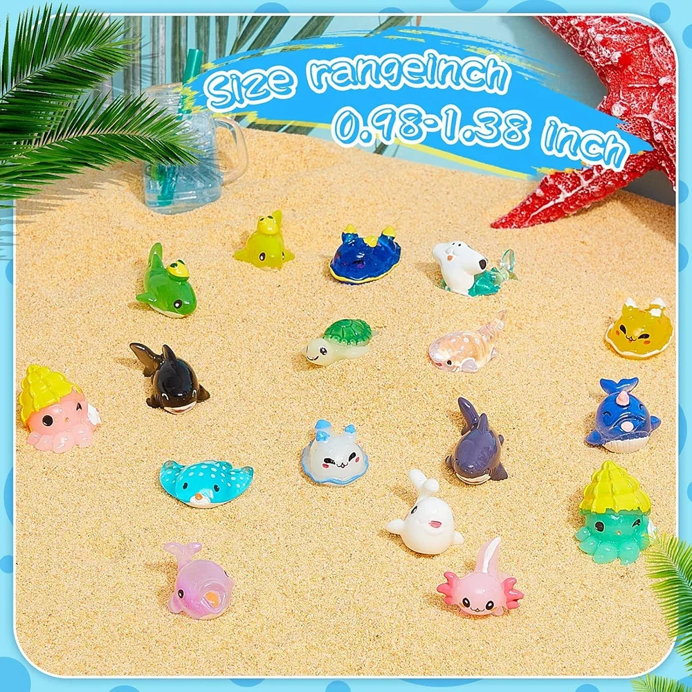 Resin Animals Variety Pack Pack Of 12 Mini Figures Ocean, Miniature Sea ...