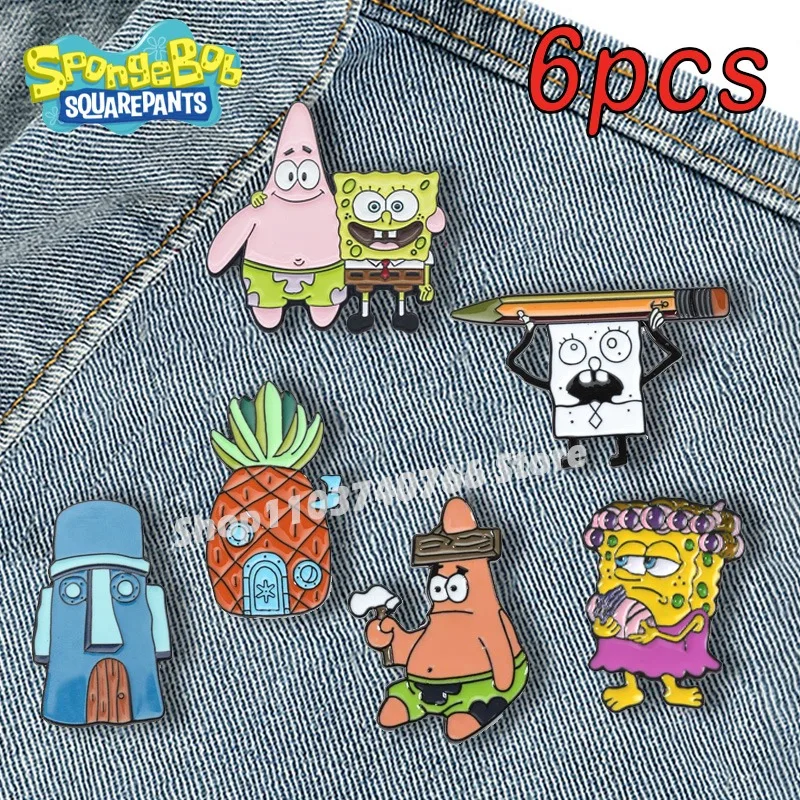SpongeBob-SquarePants-Enamel-Pins-Anime-Cartoon-Shirt-Backpack ...