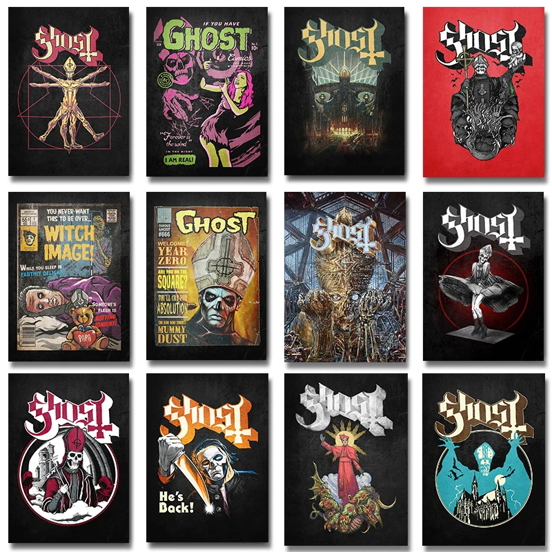 Ghost Band Abstract Poster Heavy Metal Band Wall Art Canvas Painting ...