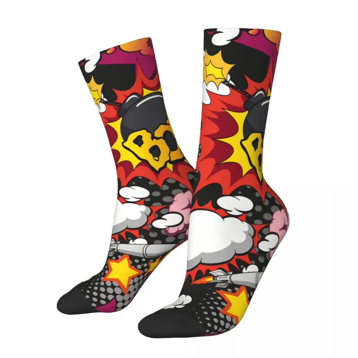 Happy Men's Socks Comic Book Explosion Vintage Graffiti Art Pattern Hip ...