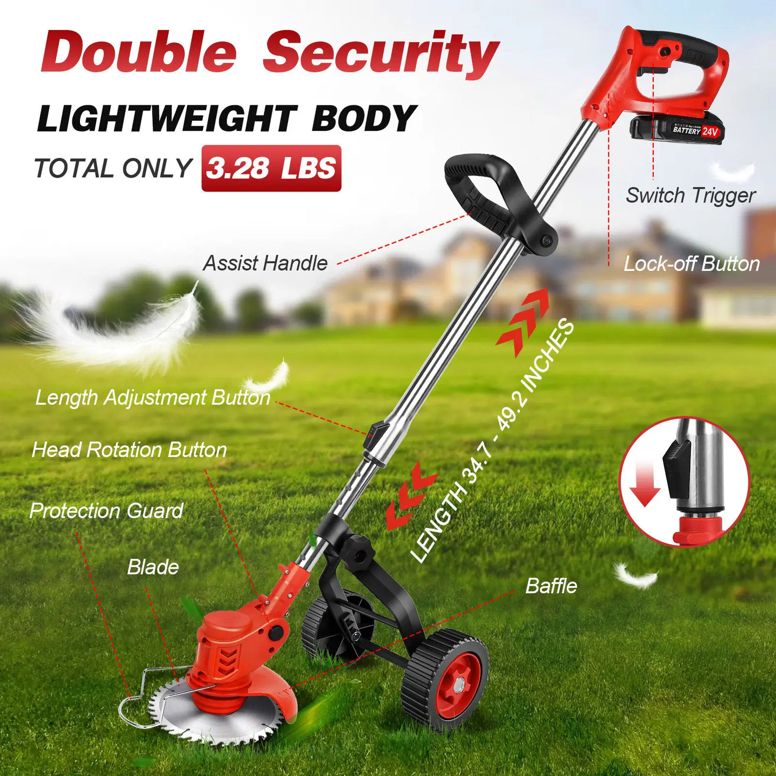 Electric Brush Cutter With Blades 21V Cordless Weed Wacker & Edger - 2 ...