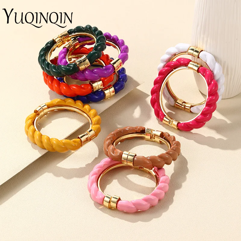 New-Korean-Big-Cuff-Open-Bangles-for-Women-Geometric-Gold-Color ...