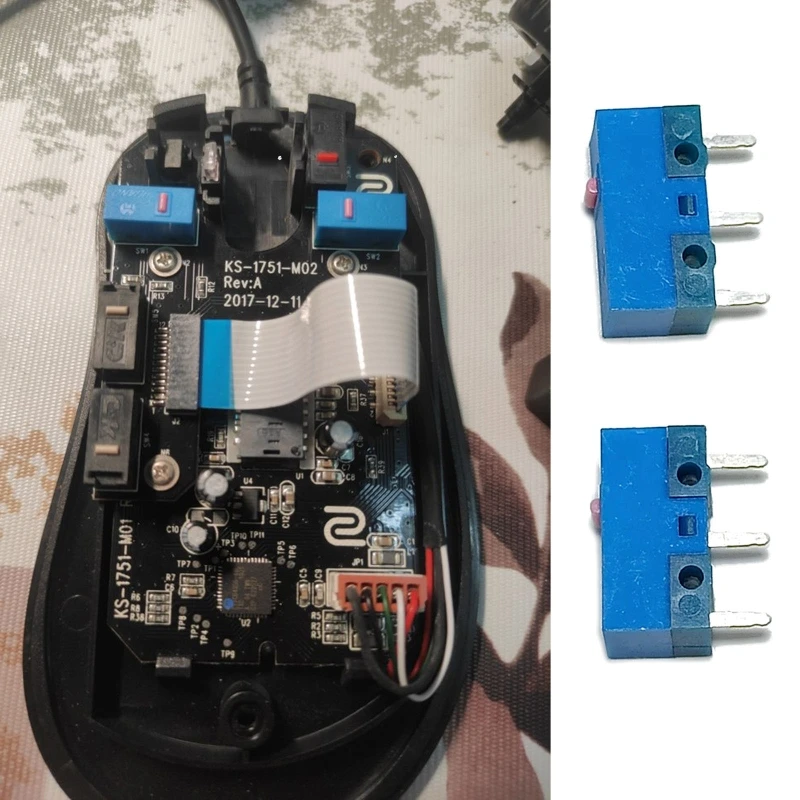 2 piezas HUANO Mouse Micro Switch contactos de aleación de oro 70g 0 ...