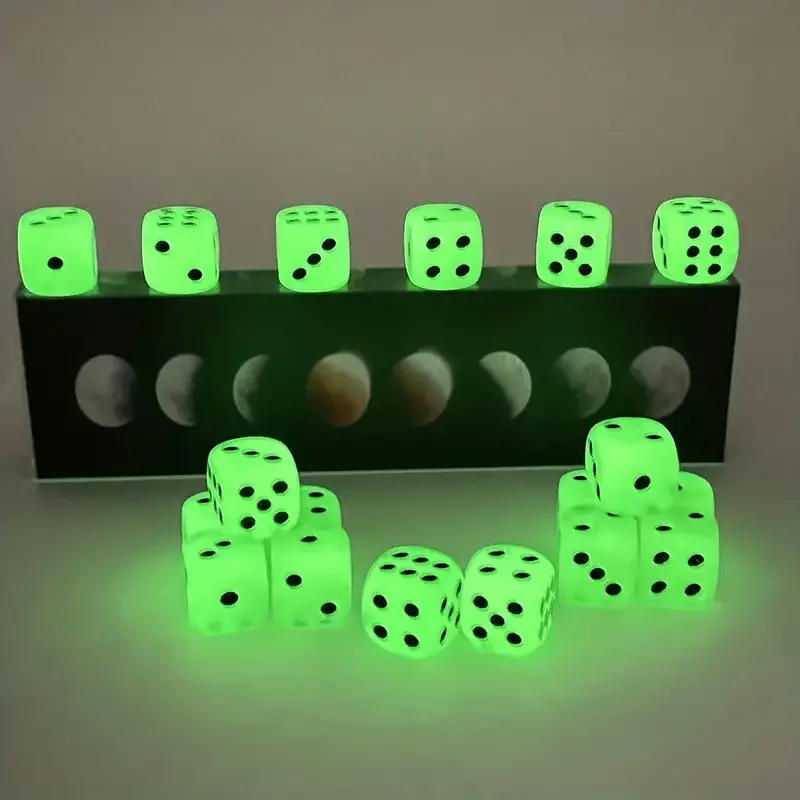 10pcs/set Luminous Dice, 16mm Circular Black Dot Dice, Nightclub Bar ...