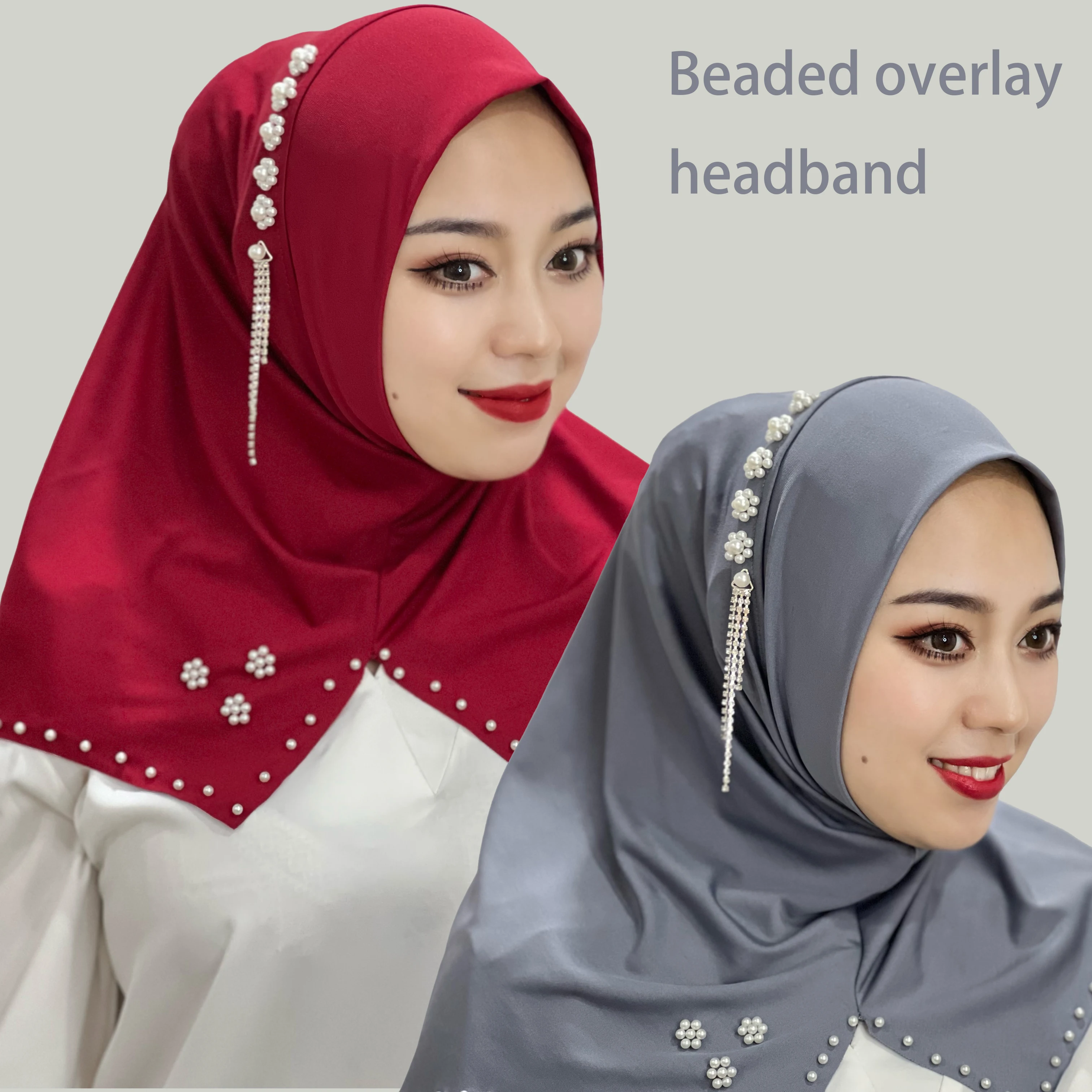 Fashion-Pearl-Beaded-Robe-Turban-Turkey-Instant-Shawl-Solid-Turban ...