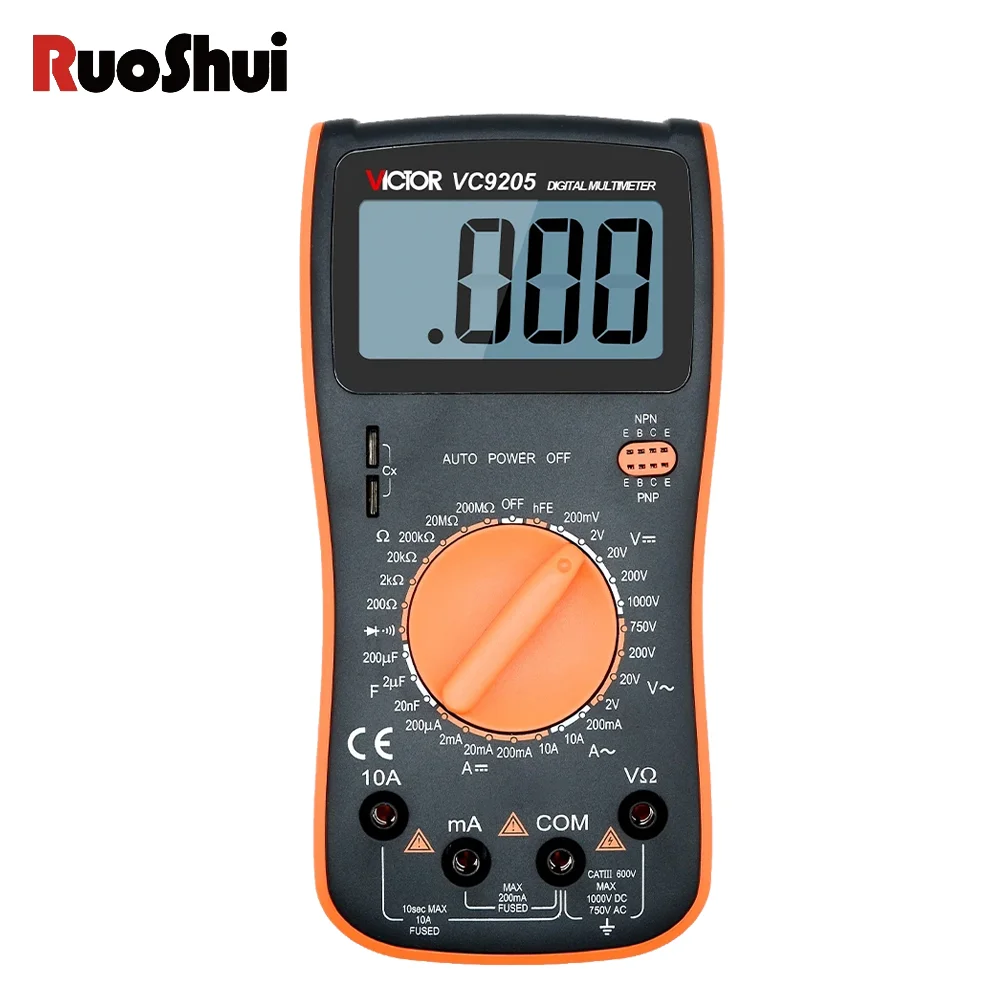 Victor 9205 Multimeter Backlight Capacitance hfe Meter AC/DC 1000V ...