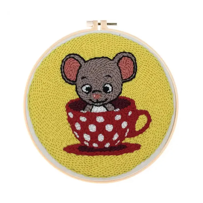 Fashion-Cute-Animal-Mouse-Embroider-Kit-Handmade-Mice-Pock-Needle-Wool ...
