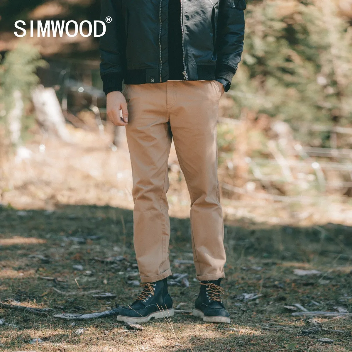 SIMWOOD-2023-Spring-Winter-New-Regular-Fit-Straight-Pants-Men-100-CottonTwill-Enzyme-Wash ...