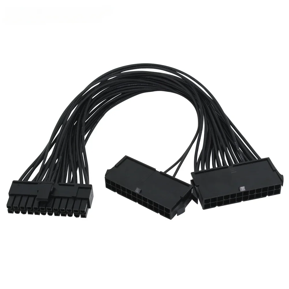 Three Dual PSU Cable Adapter ATX 24Pin Power Supply Extension Sync ...