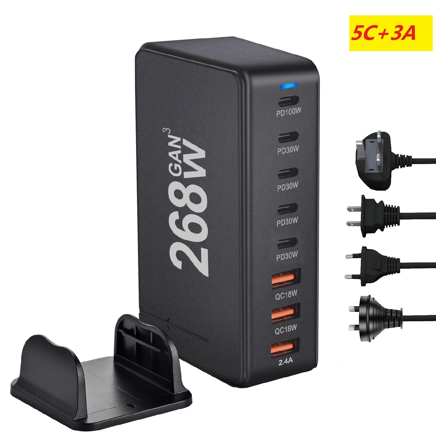 268W-GaN-Charger-100W-USB-C-Charging-Station-Desktop-Mutli-USB-Ports-PD ...