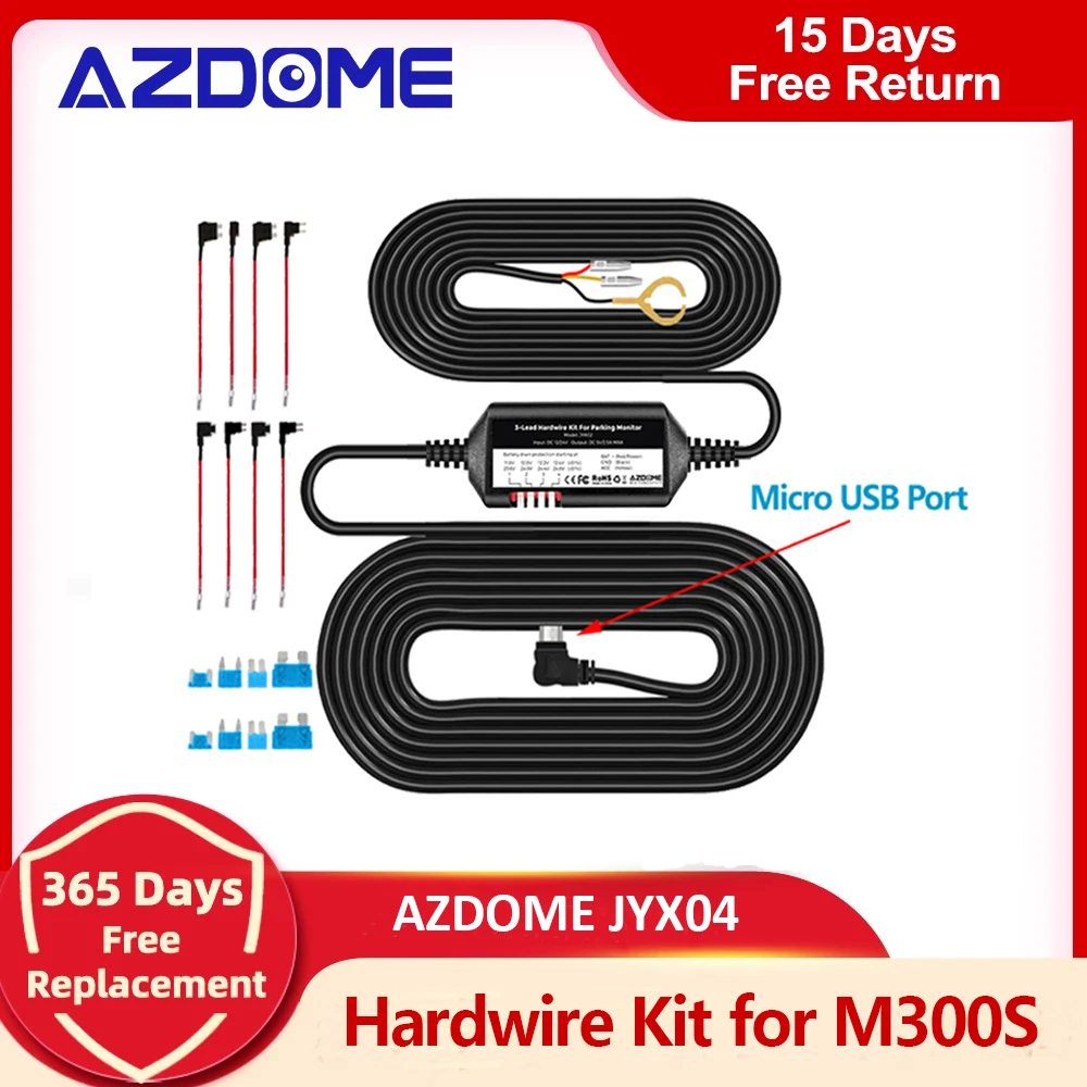 AZDOME-Kit de Cable duro DVR JYX04 para coche, Cable de alimentación ...