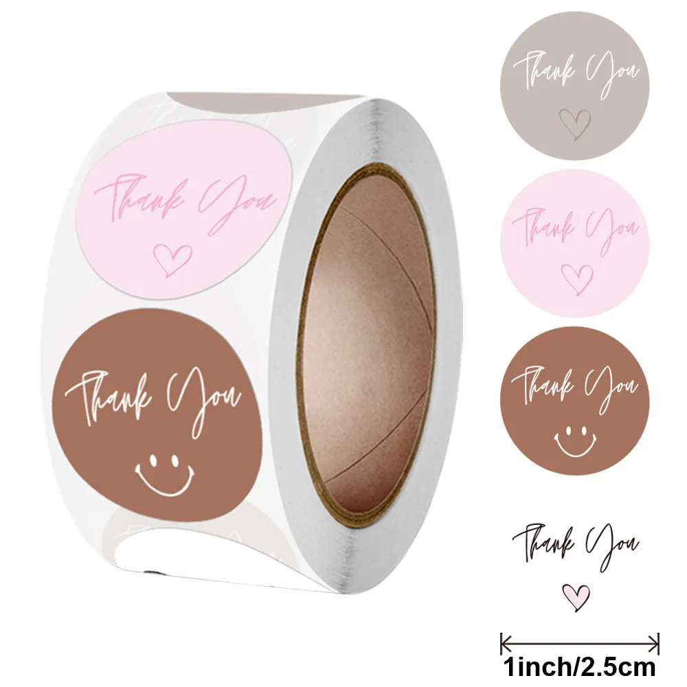 500Pcs-Roll-Thank-You-Round-Heart-Stickers-2-5cm-1-0in-DlY-Decoration ...