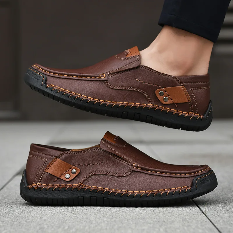 Leather Men Shoes Luxury Trendy 2025 Casual Slip on Formal Loafers Man ...