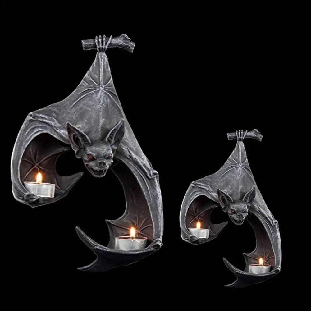 Bat-Figurine-Wall-Tealight-Holder-Candlestick-Bat-Statue-Garden-Hanging ...