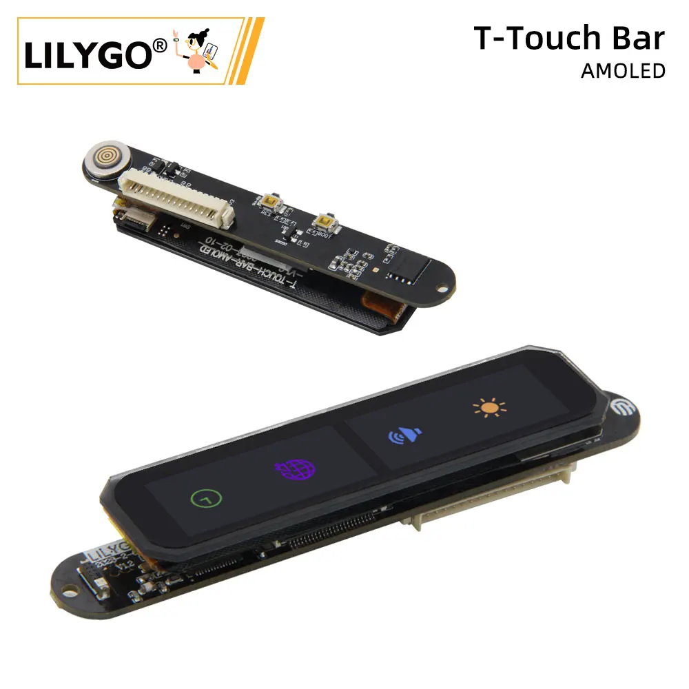 LILYGO® T Touch Bar AMOLED ESP32 S3 터치 디스플레이 바, 개발 보드 ESP32 S3R8 무선 모듈, 마그네틱 원형 USB 커넥터 ...