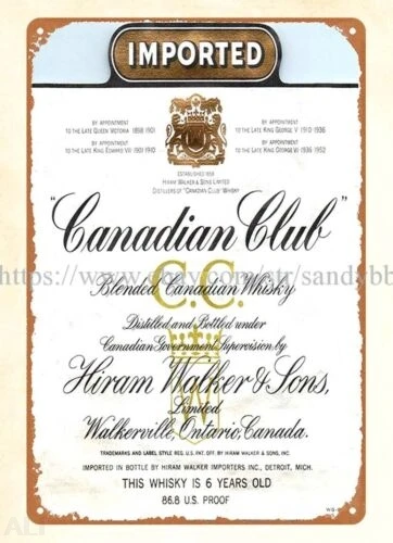 nostalgic wall art Canadian Club Whisky coffee house liquors bar metal ...