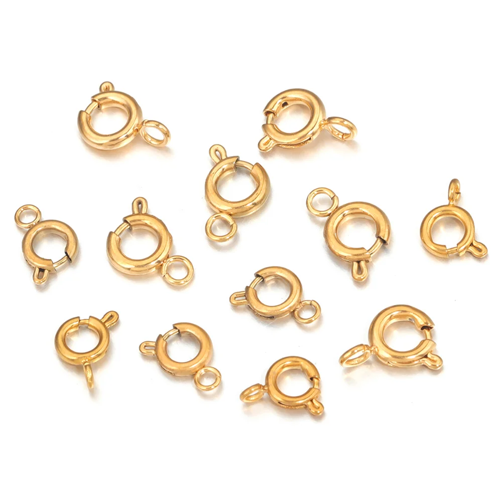 10pcs Stainless Steel PVD Plated 18K Gold 5mm 6mm Claw Spring Clasps ...