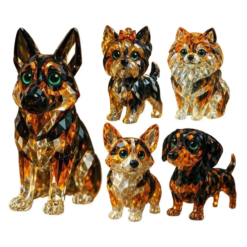 Fake Crystal Animal Sculpture Clear Glass Dog Cat Figurine Statue Home ...