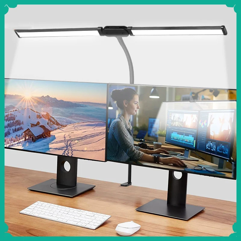 LED Desk Lamp Computer Monitor Light Stepless Dimmable 24W/12W USB ...