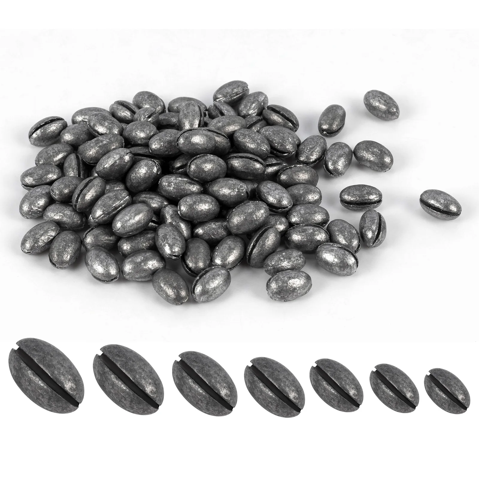 Oval-Split-Shot-Sinkers-Fishing-Lead-Clip-na-linha-de-pesca-gua-doce ...