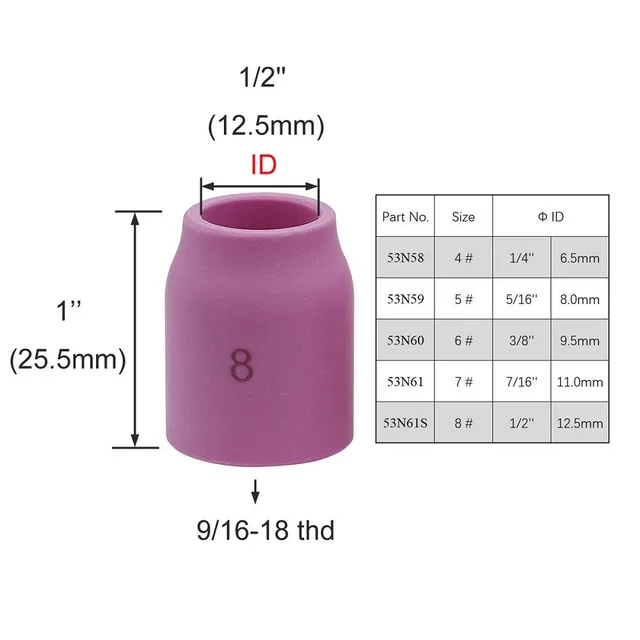 Toberas Gas Lens 12.5mm Serie 17 18 26 Soldadura Tig Lote De 10 Toberas ...