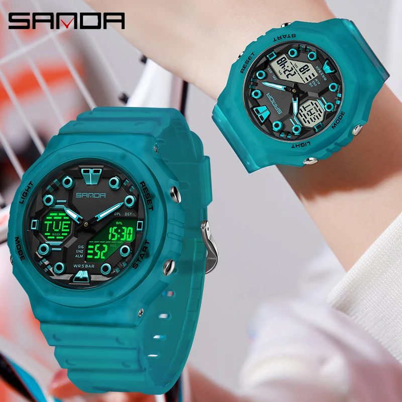 SANDA Fashion Trend Electronic Quartz Watch Multifunctional Alarm Clock ...