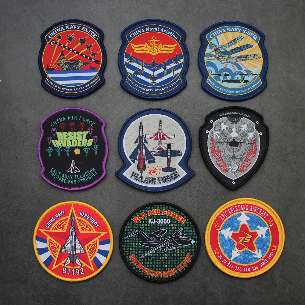 Outdoor Bag Accessories Woven Label Badges Fighter Jet Morale, Navy ...