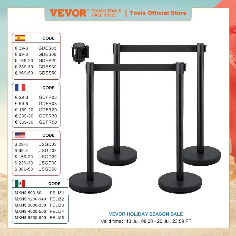 VEVOR-4Pcs-Queue-Security-Posts-Crowd-Control-Stanchion-Barriers-Stand ...