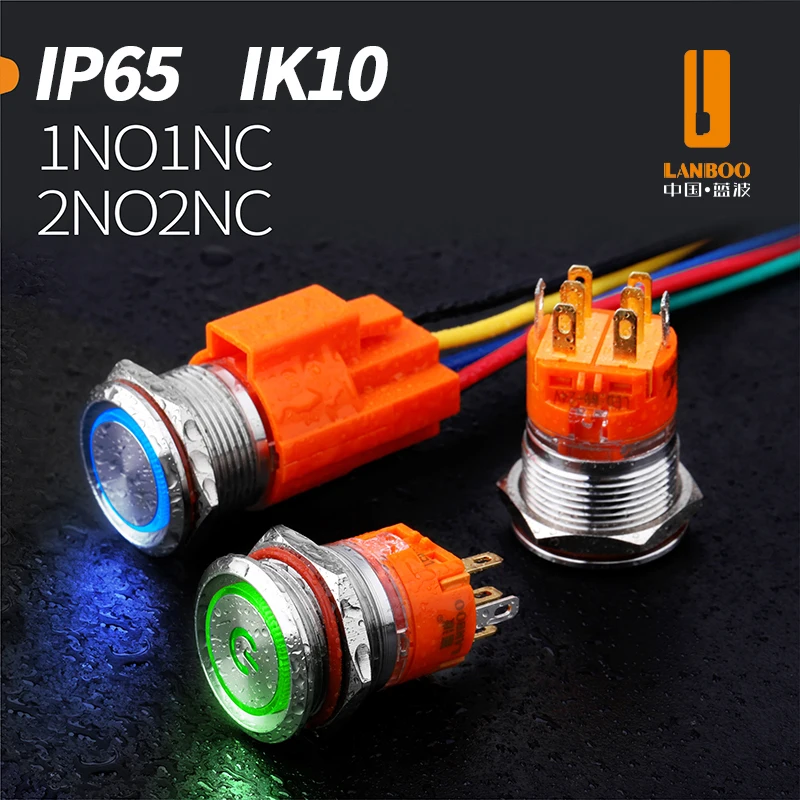 New Product 19mm 24v12v220v Led Illuminated Stainless Steel Momentary ...