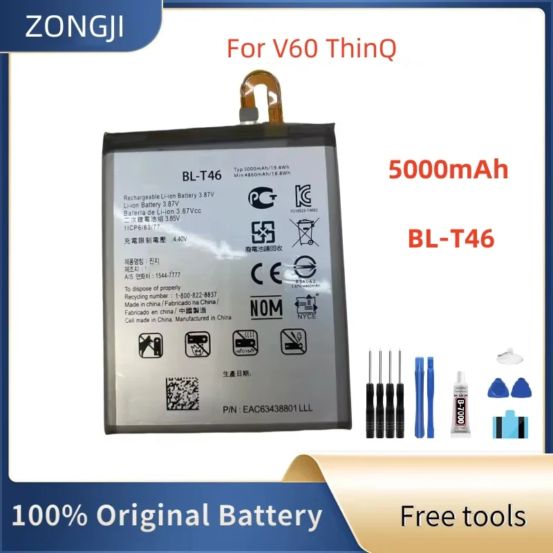 New Battery 5000mAh BL-T46 Battery For T46 V60 V60 ThinQ LMV600VM ...