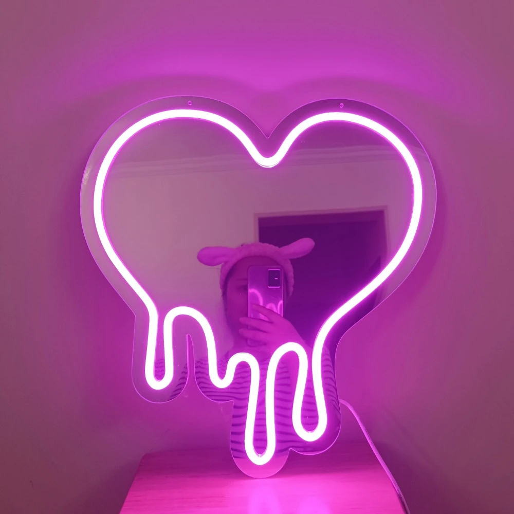Mirror-Neon-Sign-Melting-Heart-USB-Powered-38x36cm-Heart-LED-Sign-for ...