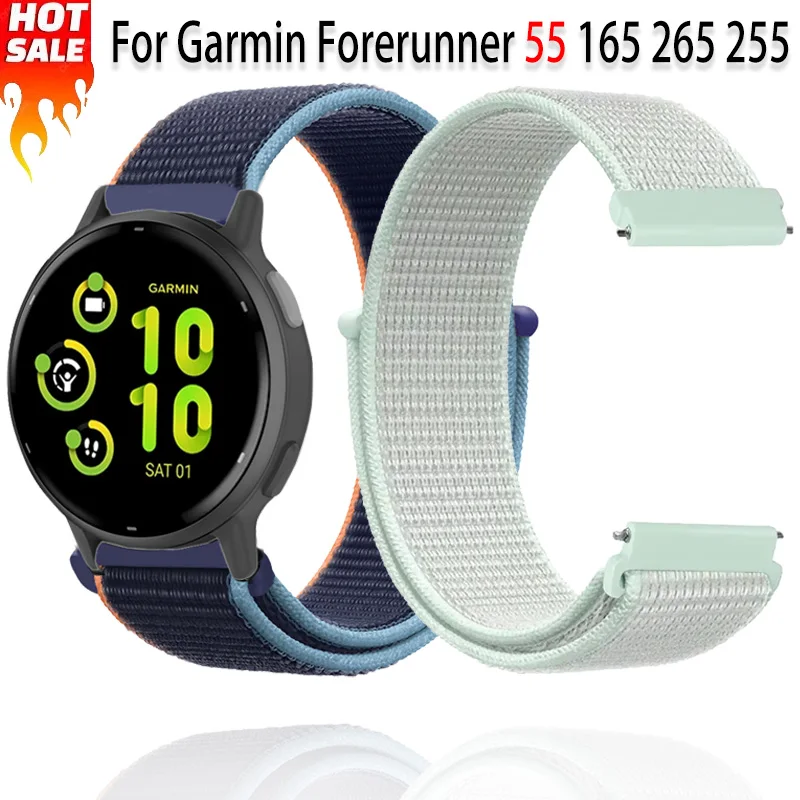 20mm 22mm Nylon Strap For Garmin Forerunner 55 165 265 255 Replacement ...