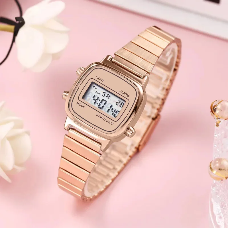 Retro-Square-Electronic-Watches-Digital-Display-Women-Men-Watch-Rose ...
