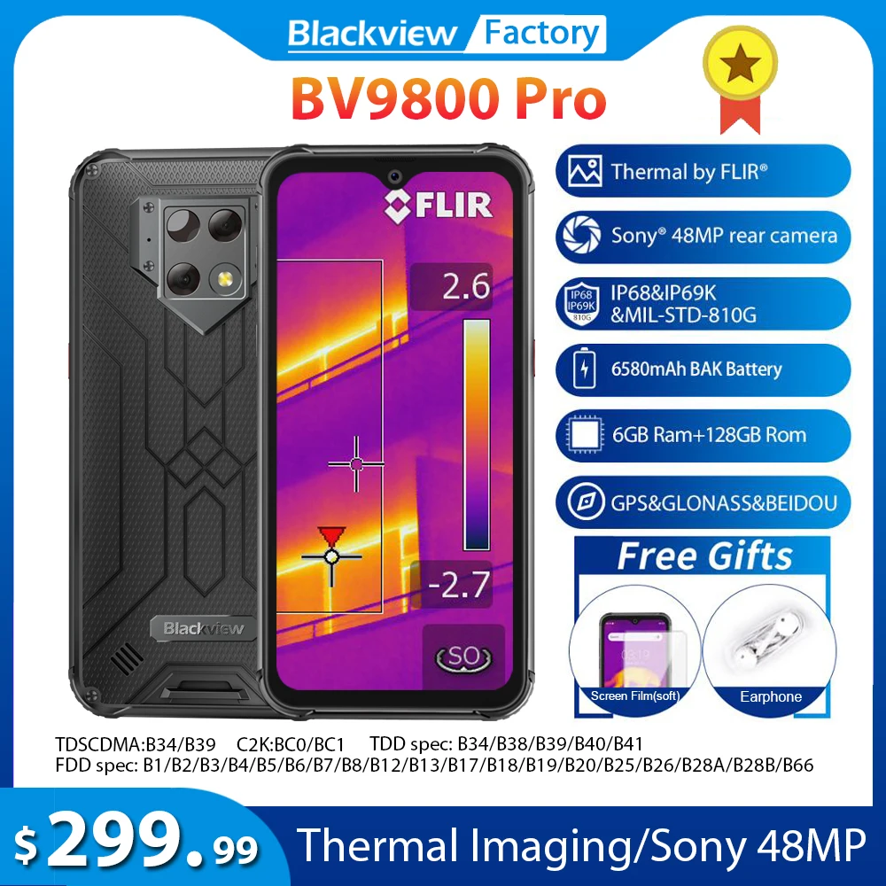 Blackview Bv9800 Pro Thermal Imaging Smartphone 6gb 128gb Helio P70 ...