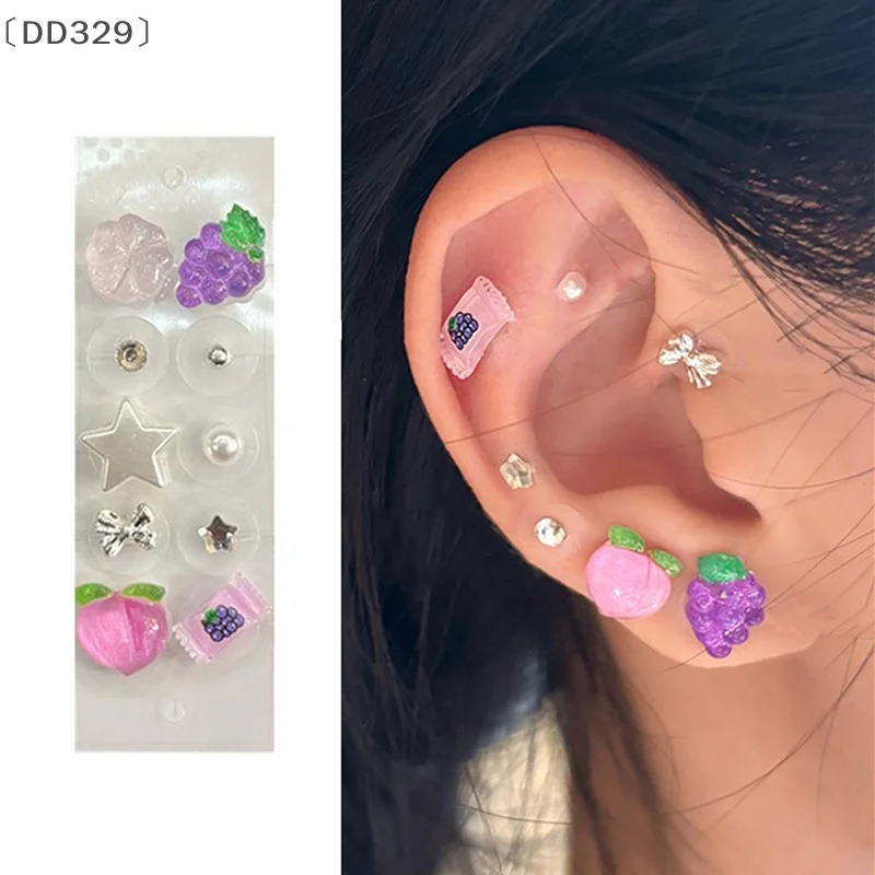 〔DD329〕10Patche Cherry Strawberry Ear Point Stickers Ear Pressure Stick ...
