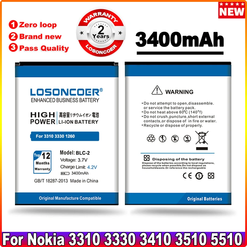 3400mAh-BLC-2-Battery-For-Nokia-3310-3330-3315-3350-3510-6650-6800-3550 ...