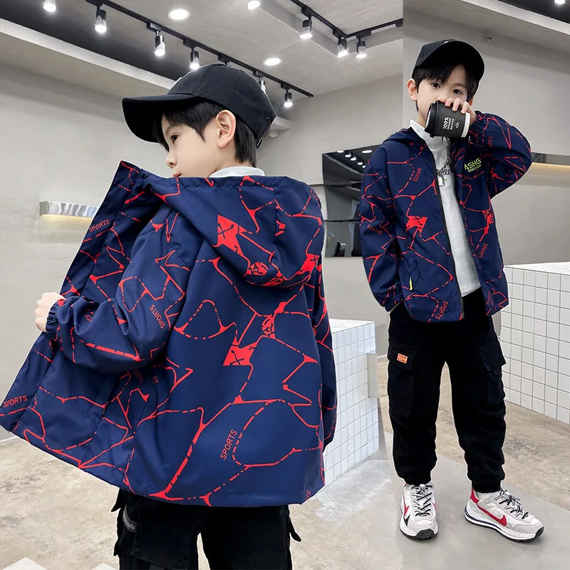 Boys Spring Autumn Jacket 2022 New Casual Hooded Fashion Letters Print ...