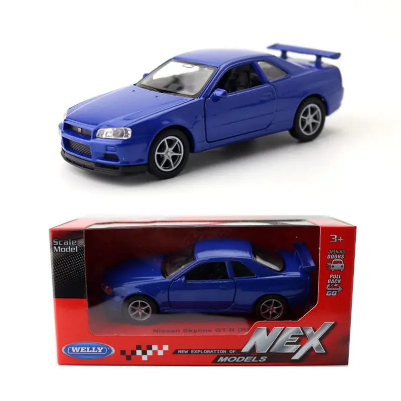 1:36 Scale Welly Nissan Skyline GT R R34 Toy Car Diecast Model Pull ...