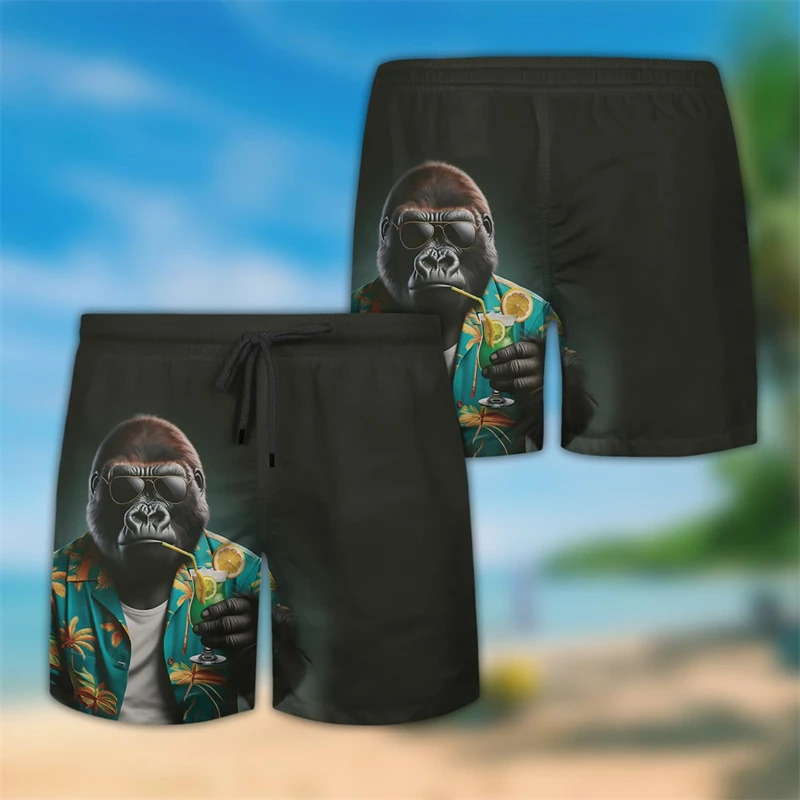 Funny Monkey 3D Printed Boardshorts Casual Hawaiian Short Pants For Men ...