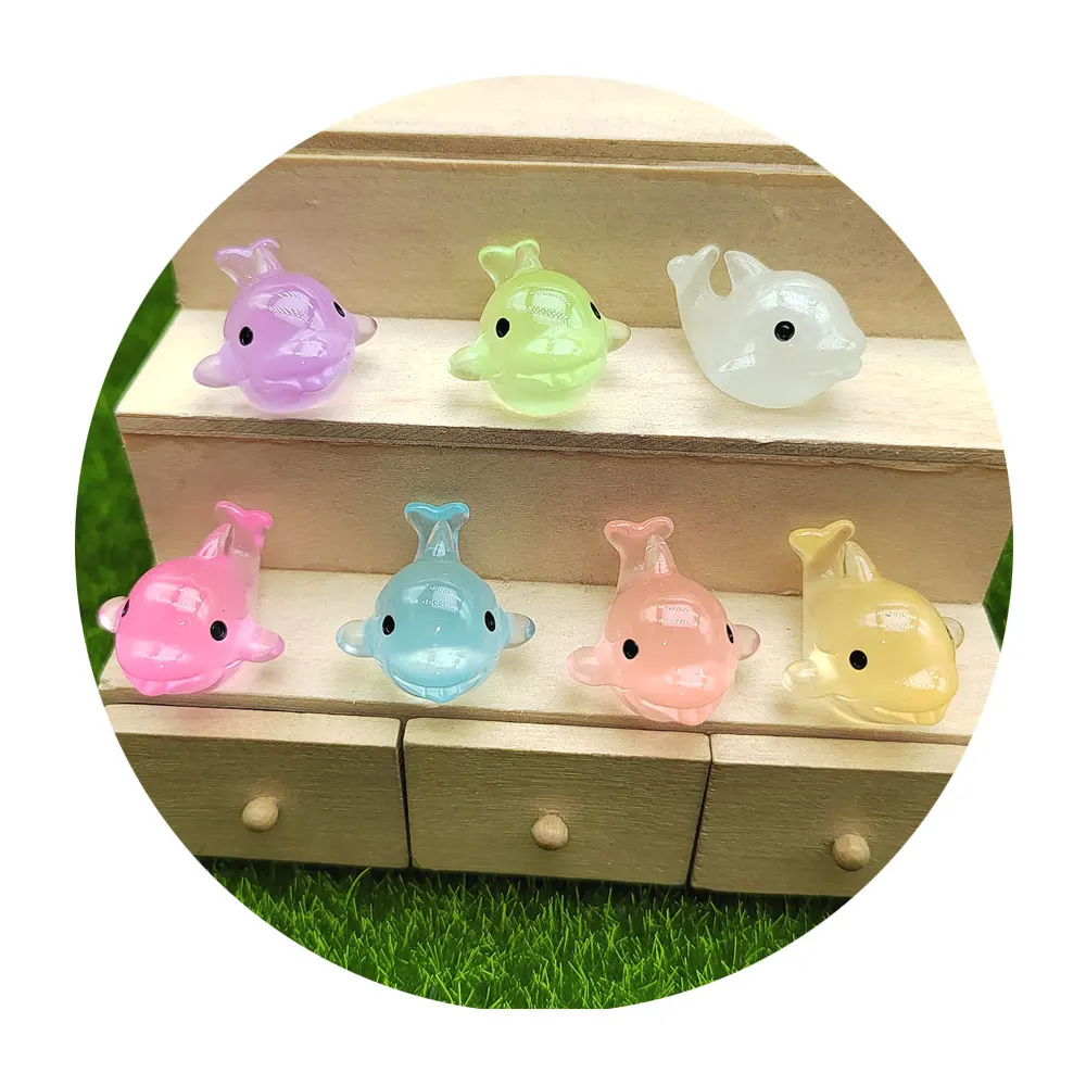 Resin-Colorful-Dolphins-Luminous-Micro-Ornaments-Miniature-Animal-Hand ...