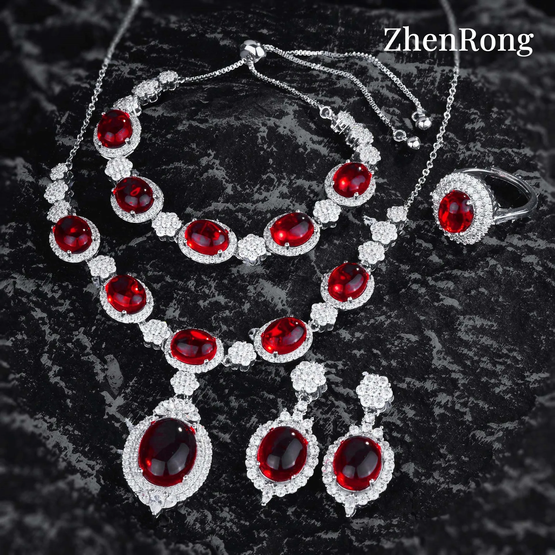 New-Luxury-Simulation-Pigeon-Ruby-Jewelry-Sets-For-Women-Exaggerated-Big-Red-Stone-Pendant ...
