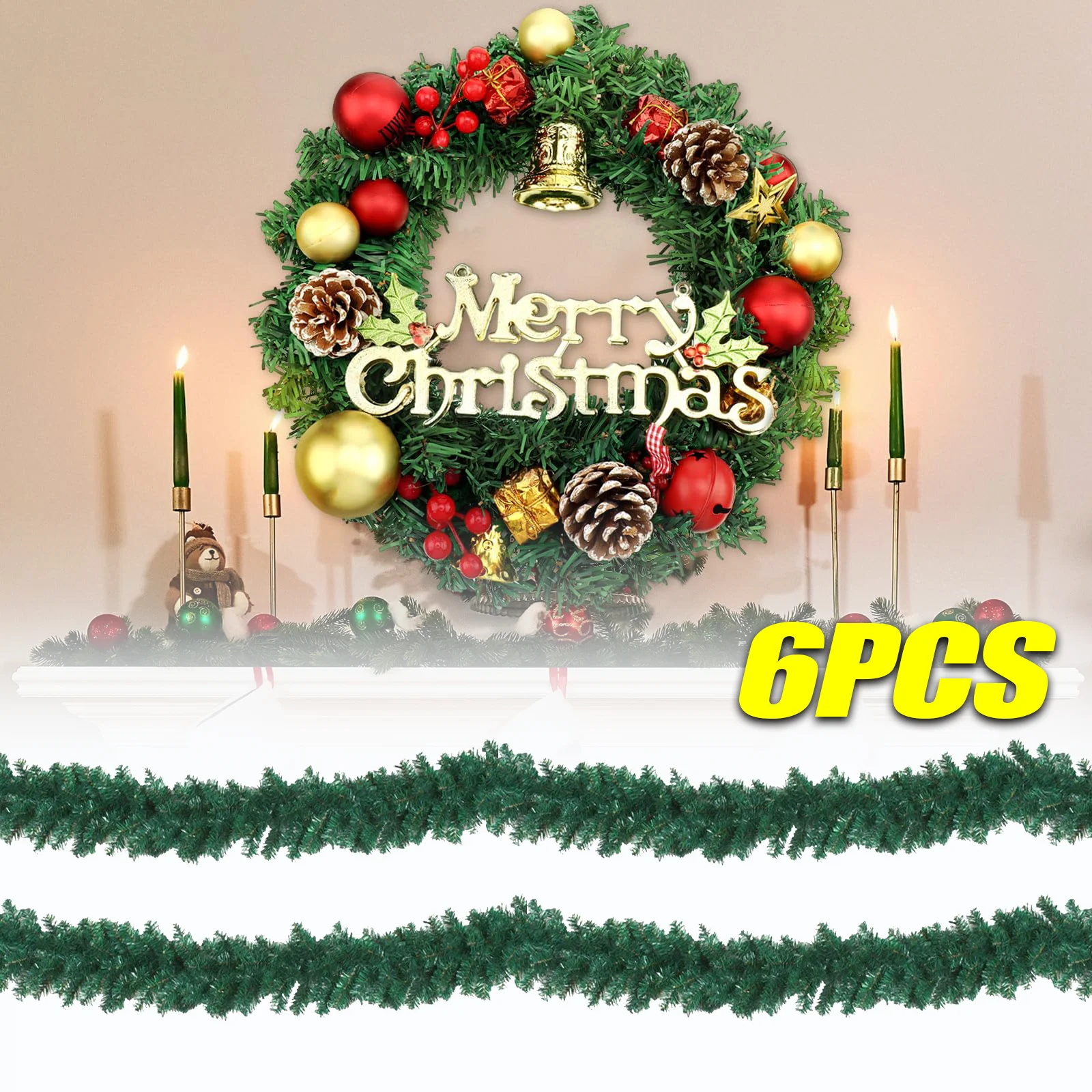 Christmas-Rattan-Garland-Artificial-Pine-Needle-PVC-Garland-Wedding ...