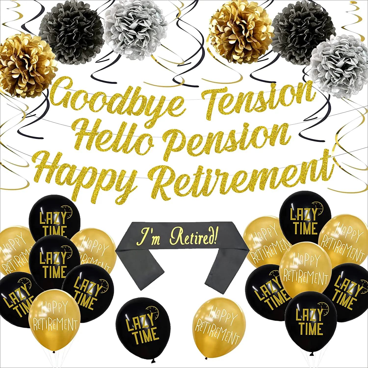Funmemoir-Goodbye-Tension-Hello-Pension-Retirement-Party-Decoration ...